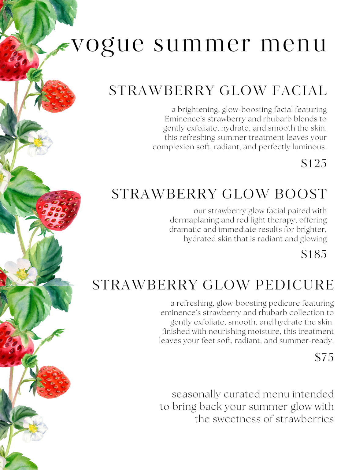 Seasonal Menu - Vogue Salons